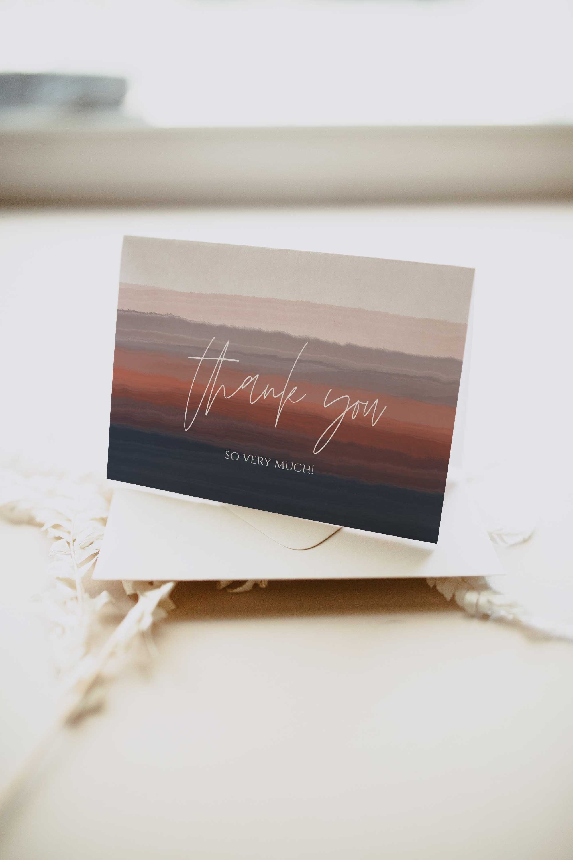 Earth Tone Thank You Card Template, Terracotta Thank You Note for ...