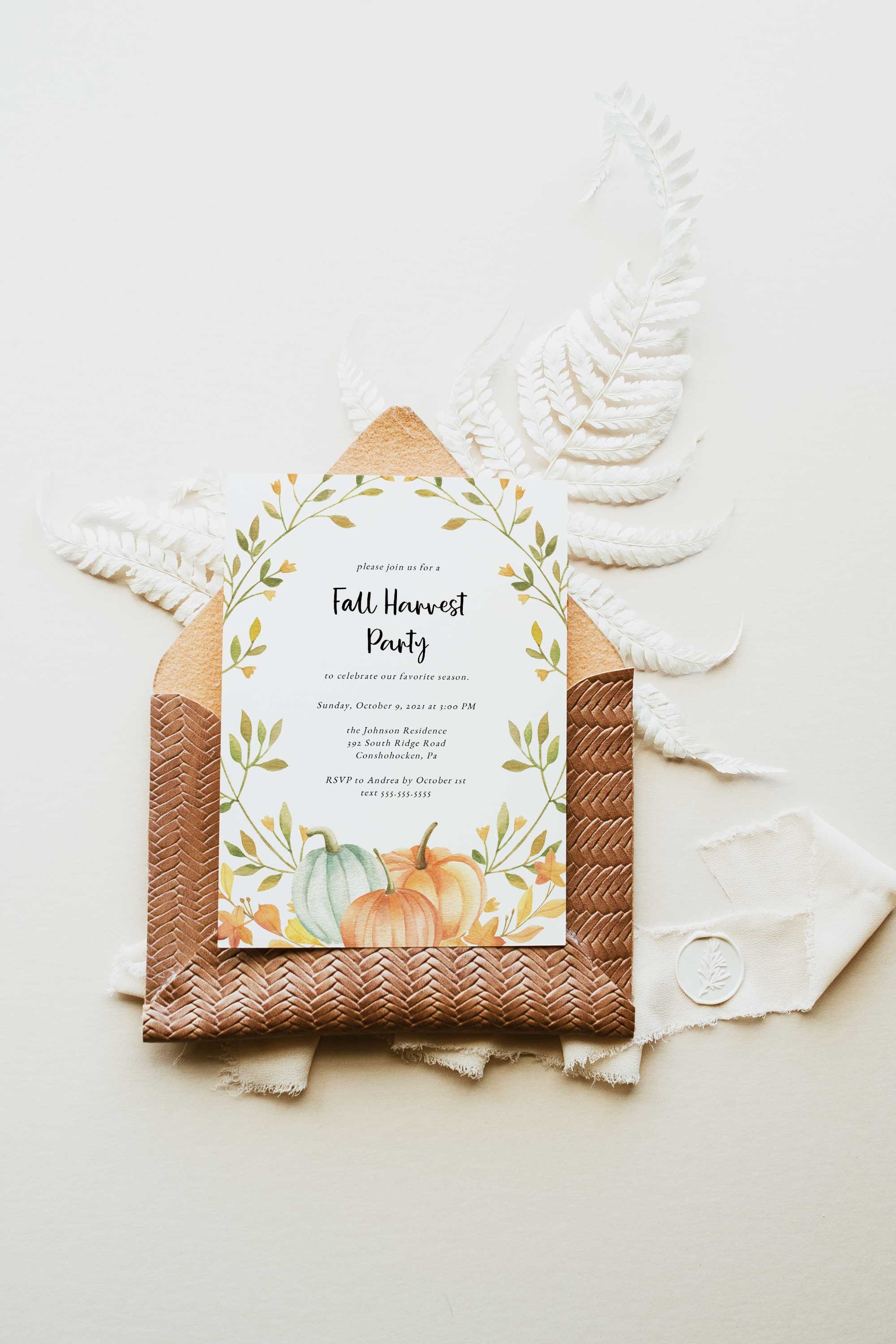 Fall Harvest Party Invitation, Fall Invite, Fall Harvest Invitation ...