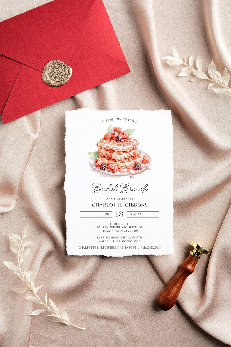 Pancake Bridal Brunch Invitation, Waffles Wedding Brunch Invite, Bridal ...
