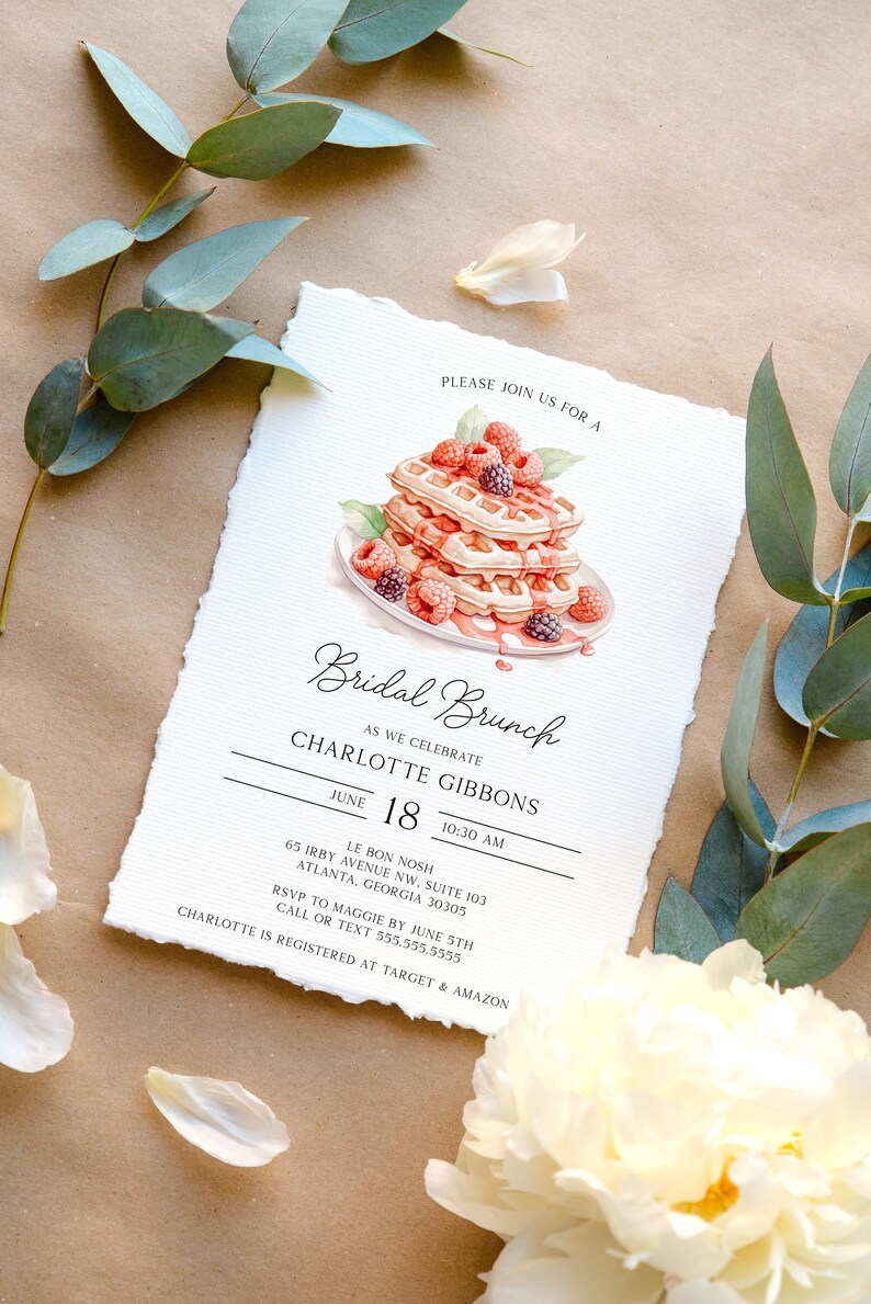 Pancake Bridal Brunch Invitation, Waffles Wedding Brunch Invite, Bridal ...