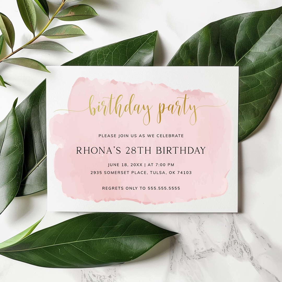 Pink Birthday Party Invitation, Printable Editable Birthday Party ...