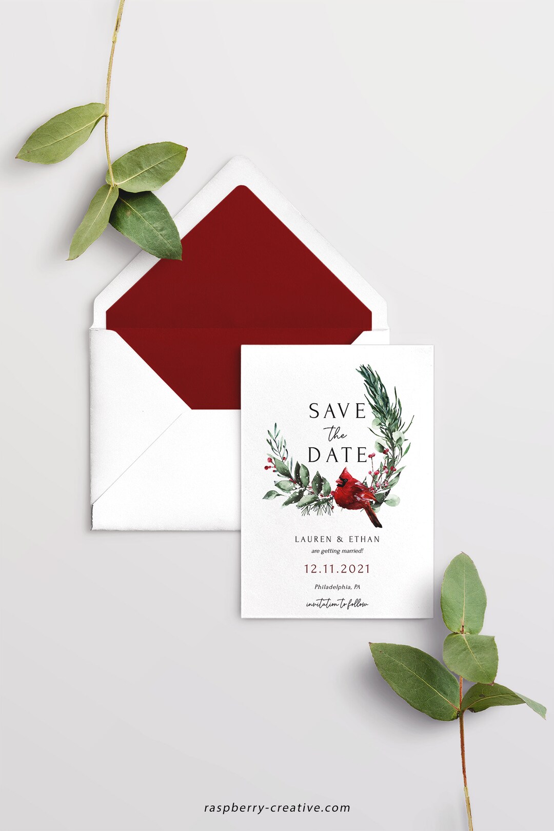 Winter Wedding Save the Date Template, December Wedding Save the Date ...