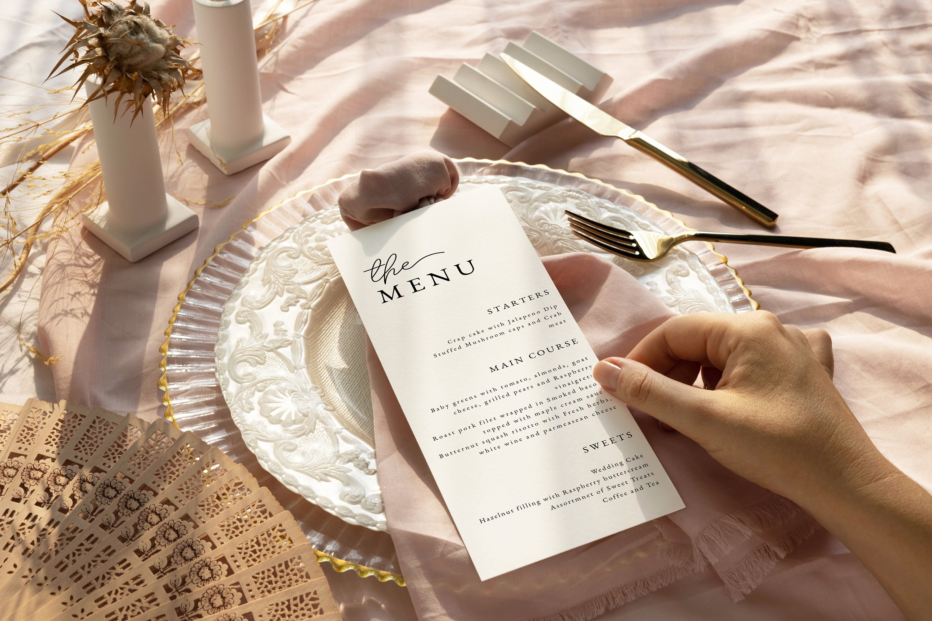 Modern Menu and Thank You Card, Wedding Menu Card, Napkin Note Thank ...