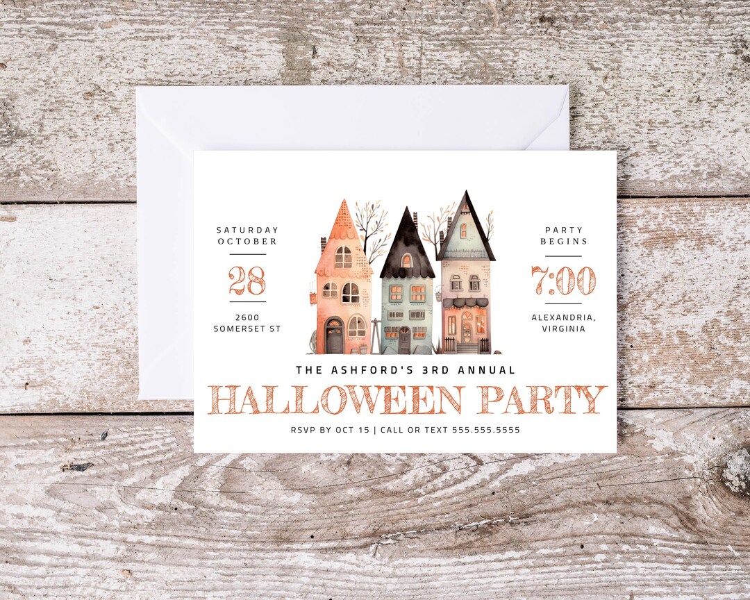 Halloween Party Invitation, Haunted House Party Invite Template, Adult ...