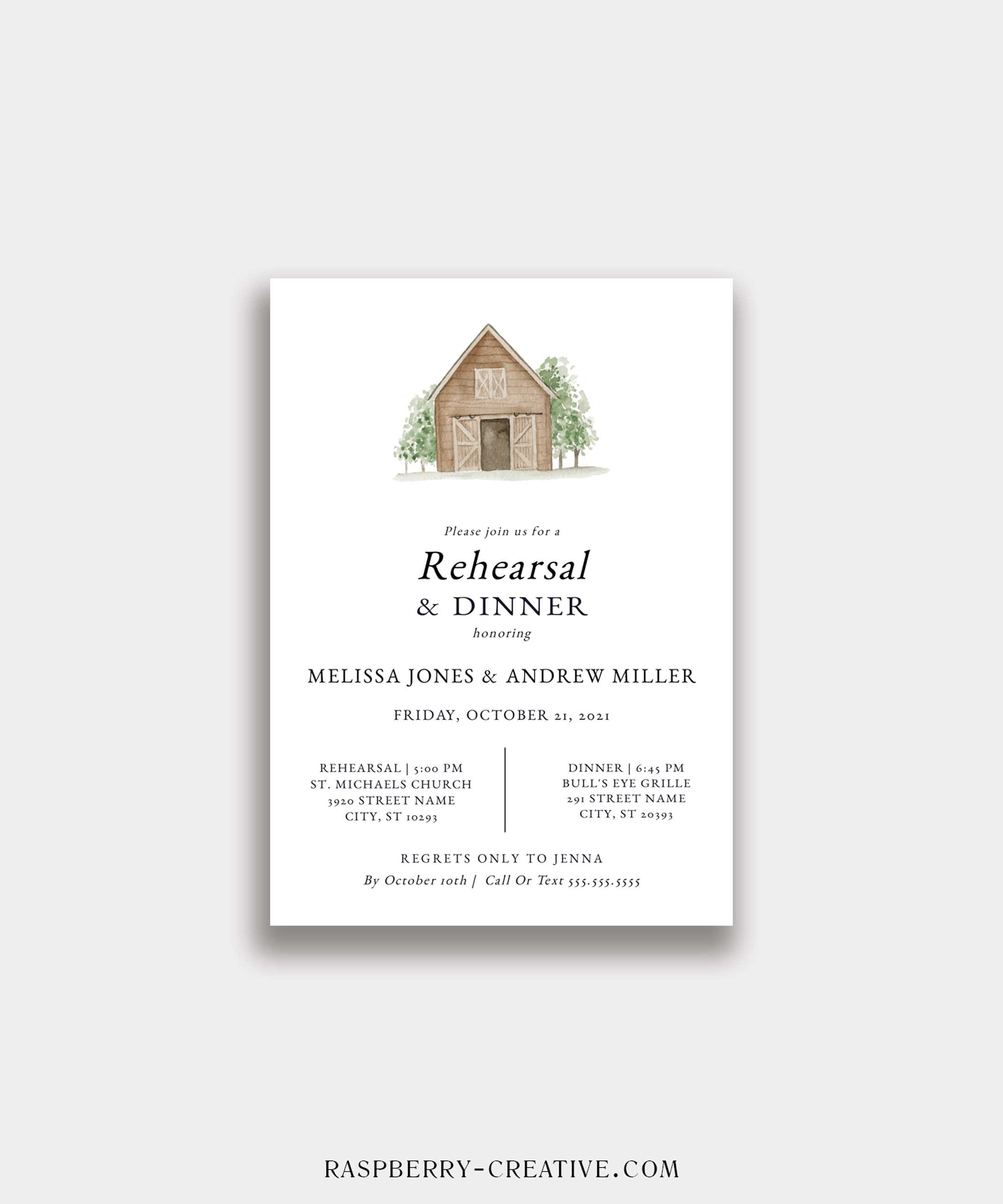 Barn Theme Rehearsal Dinner Invitation Template, Printable Barn Wedding ...