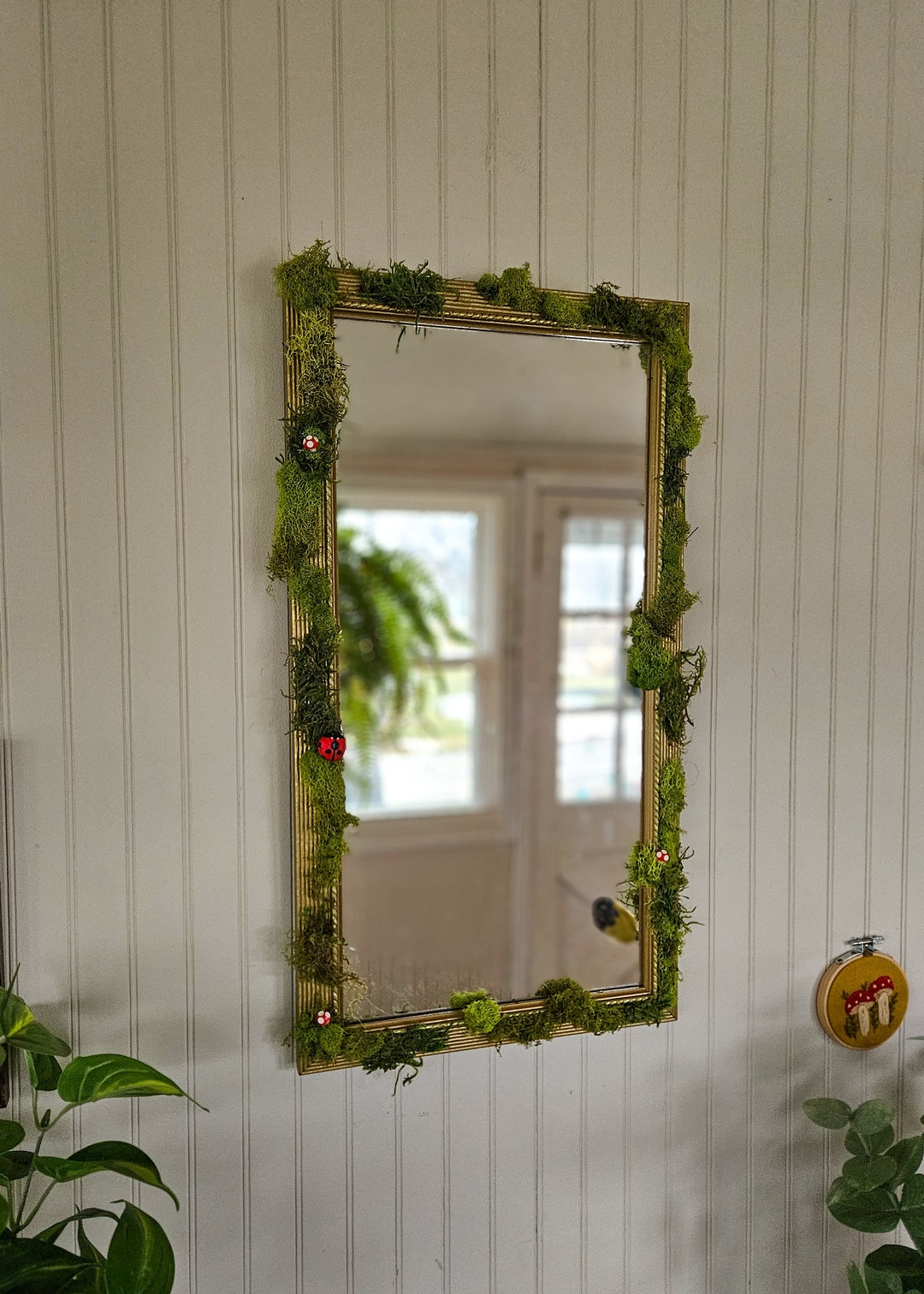 Large Gold Dried Moss and Flower Mirror - Etsy
