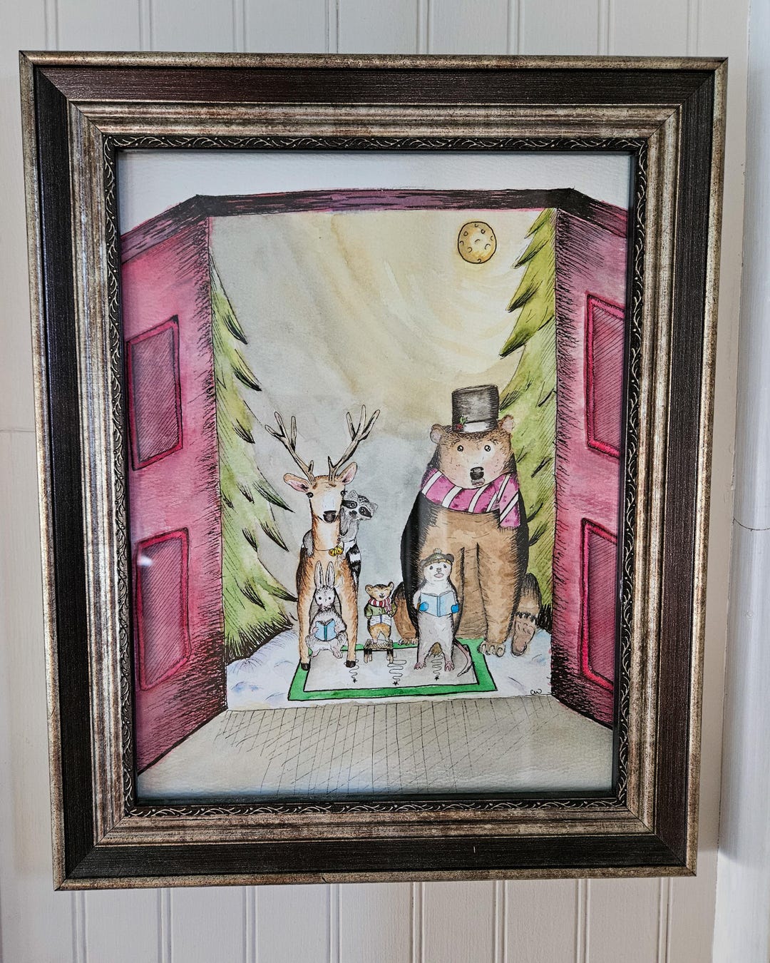 Caroling- Original Watercolor Painting in Frame - Etsy