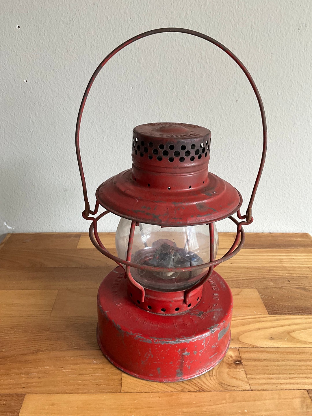 Vintage Red Railroad Lamp - With Wick - Etsy