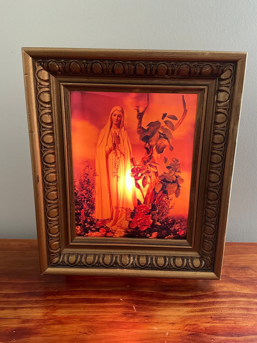 Vintage Blessed Mother Mary Holographic Light up Picture Framed - Etsy