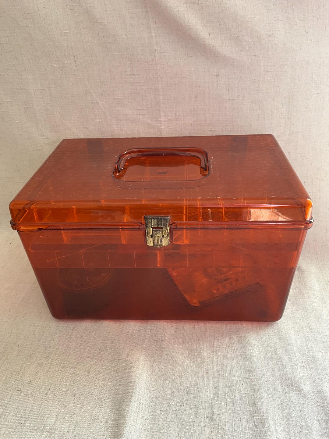 Vintage 1960s Burnt Orange Plastic Sewing Caddy With Compartments - Etsy