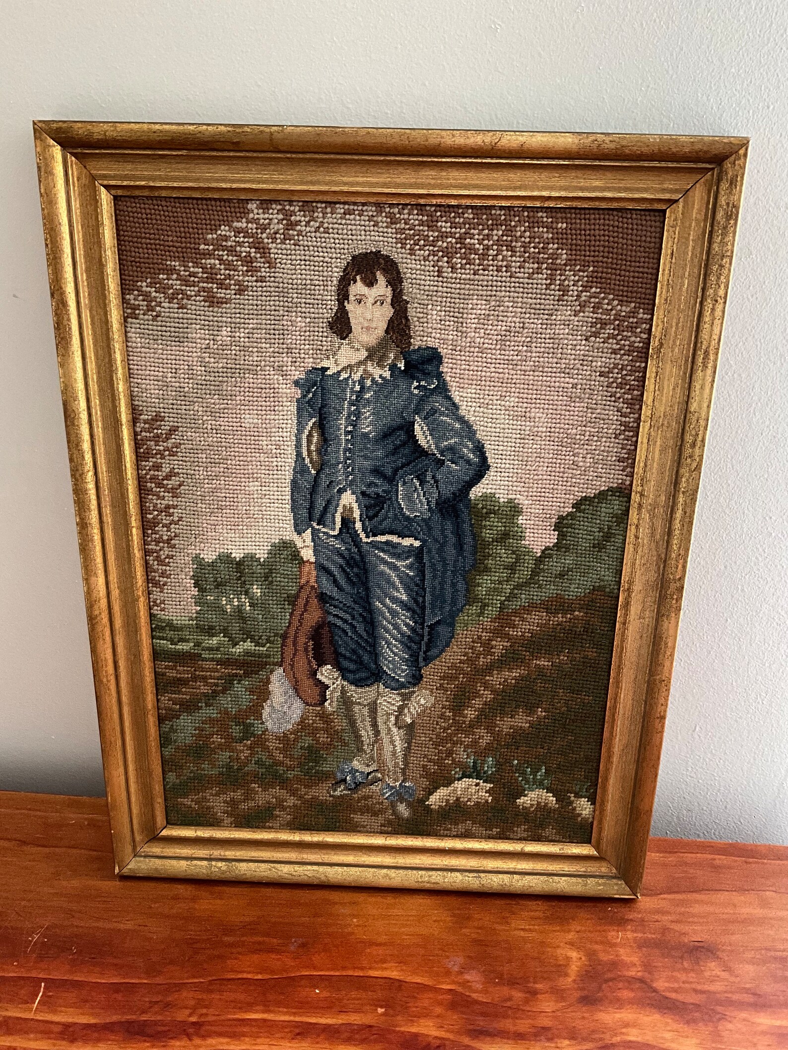 Vintage Pinkie and Blue Boy Needlepoint Framed Pictures - No Glass - Etsy