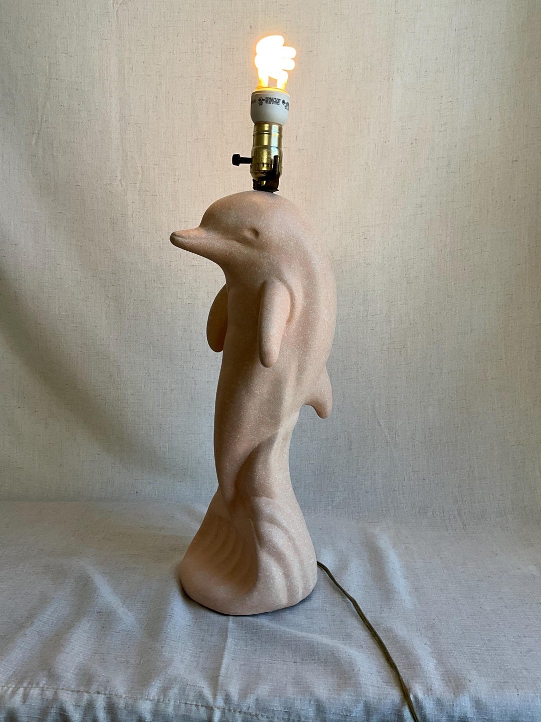 Vintage Large Pastel Pink Dolphin Lamp WORKS - Etsy