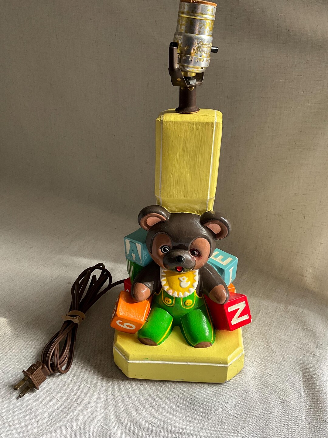 Vintage Teddy Bear ABC Blocks Nursery Lamp - READ DESCRIPTION - Etsy