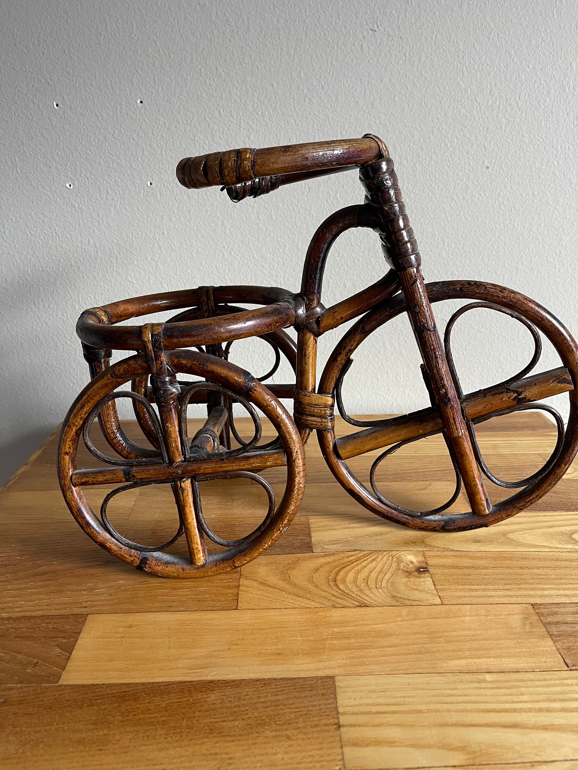 Vintage Mid Century Rattan Bamboo Bike Plant Holder - Etsy