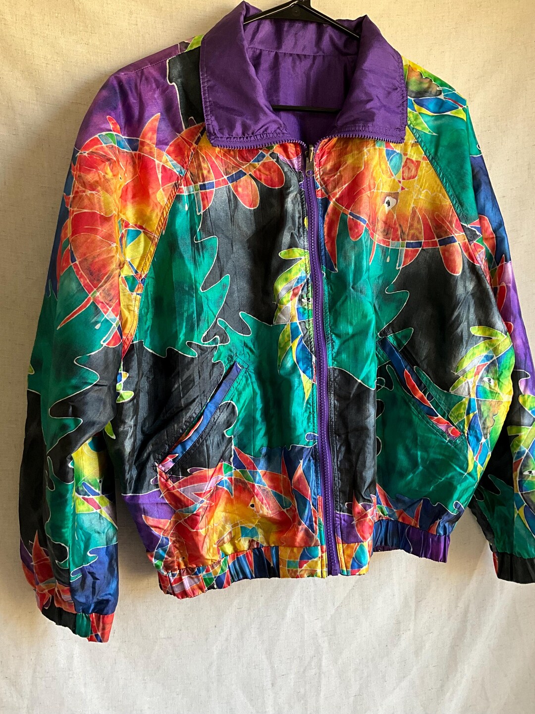 Vintage Unisex Abstract Colorful Face Bomber Jacket No Size - Etsy