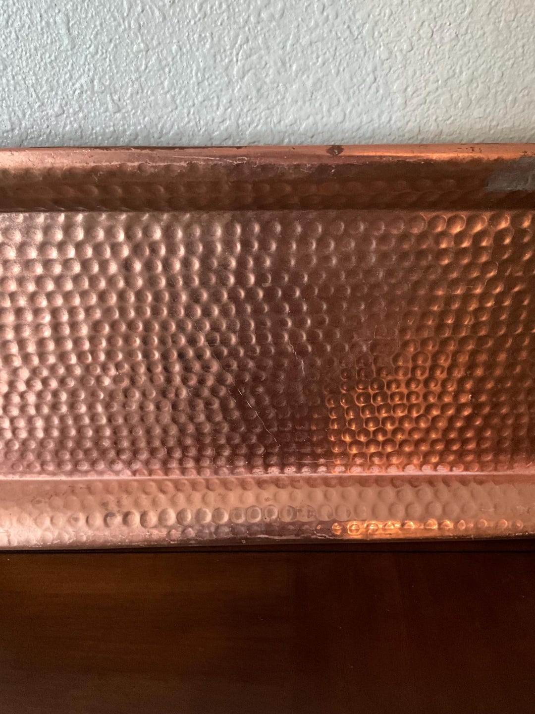 Vintage HEAVY Hammered Solid Copper Decorative Serving Tray - Etsy