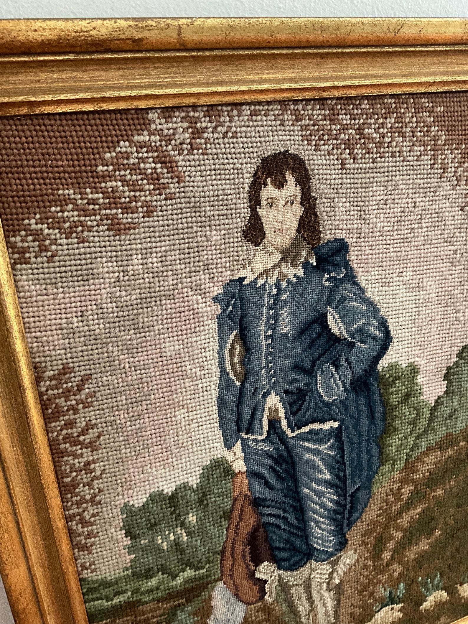 Vintage Pinkie and Blue Boy Needlepoint Framed Pictures - No Glass - Etsy