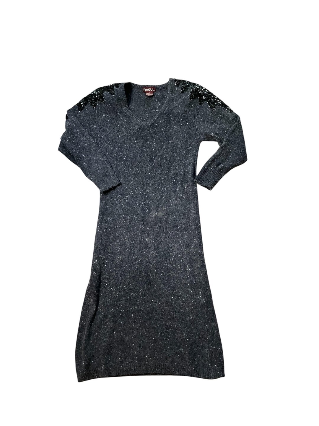 Vintage Grey Womans Silk Rabbit Hair Sweater Dress Style With Sequins ...