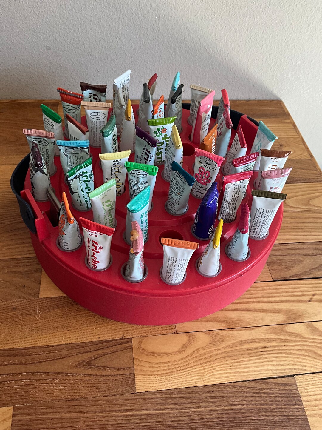 Vintage Tri Chem Embroidery Paint Caddy With Embroidery Paint Red Rose ...