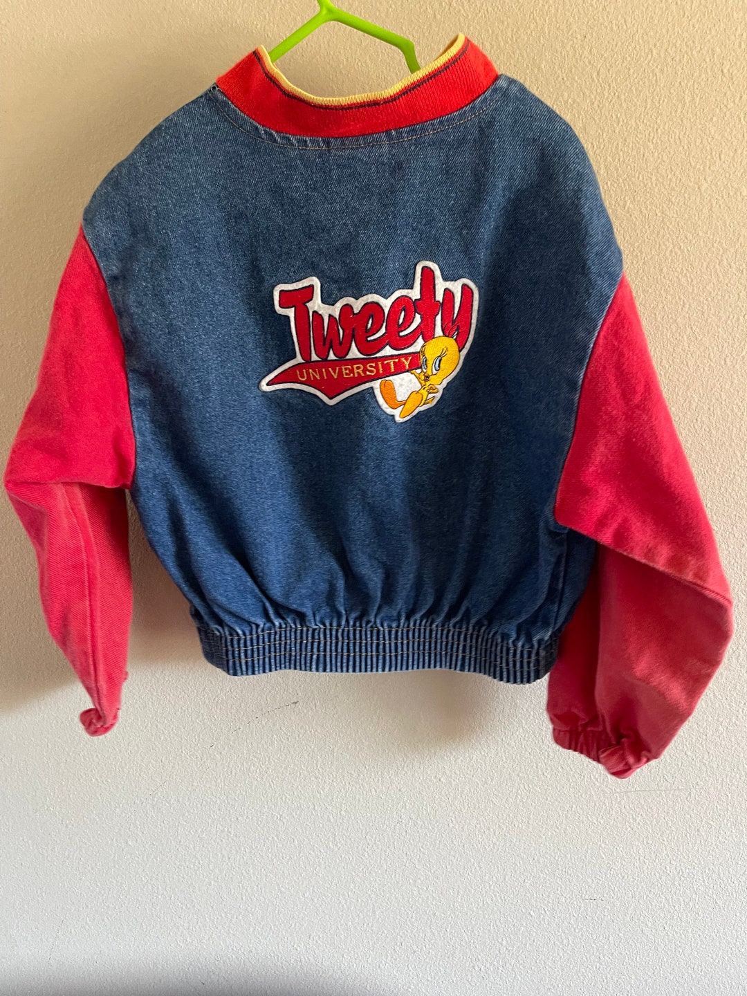 Vintage 1990s Children’s Tweety Bird Jean Jacket Letterman Jacket Size ...