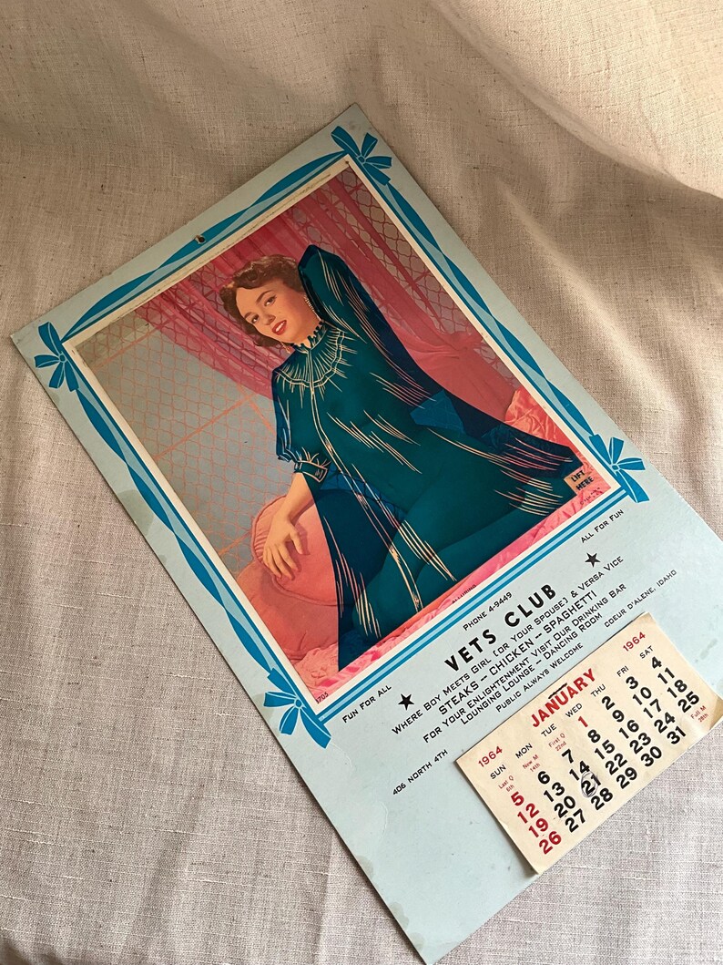 Vintage Nude Pin up Girl Wall Calendar 1964 - Etsy