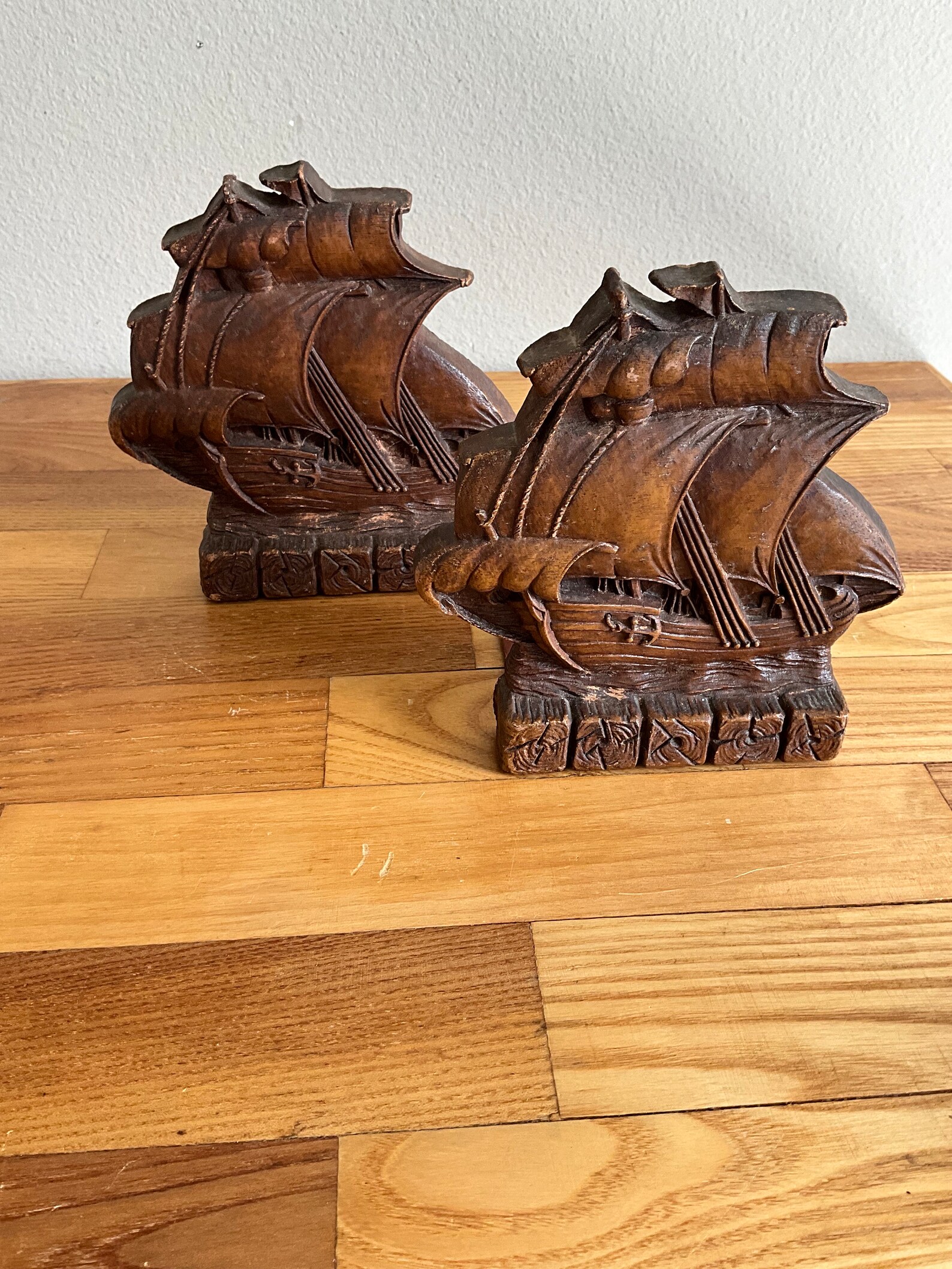 Vintage Orna Wood Sail Boat Bookends - Etsy