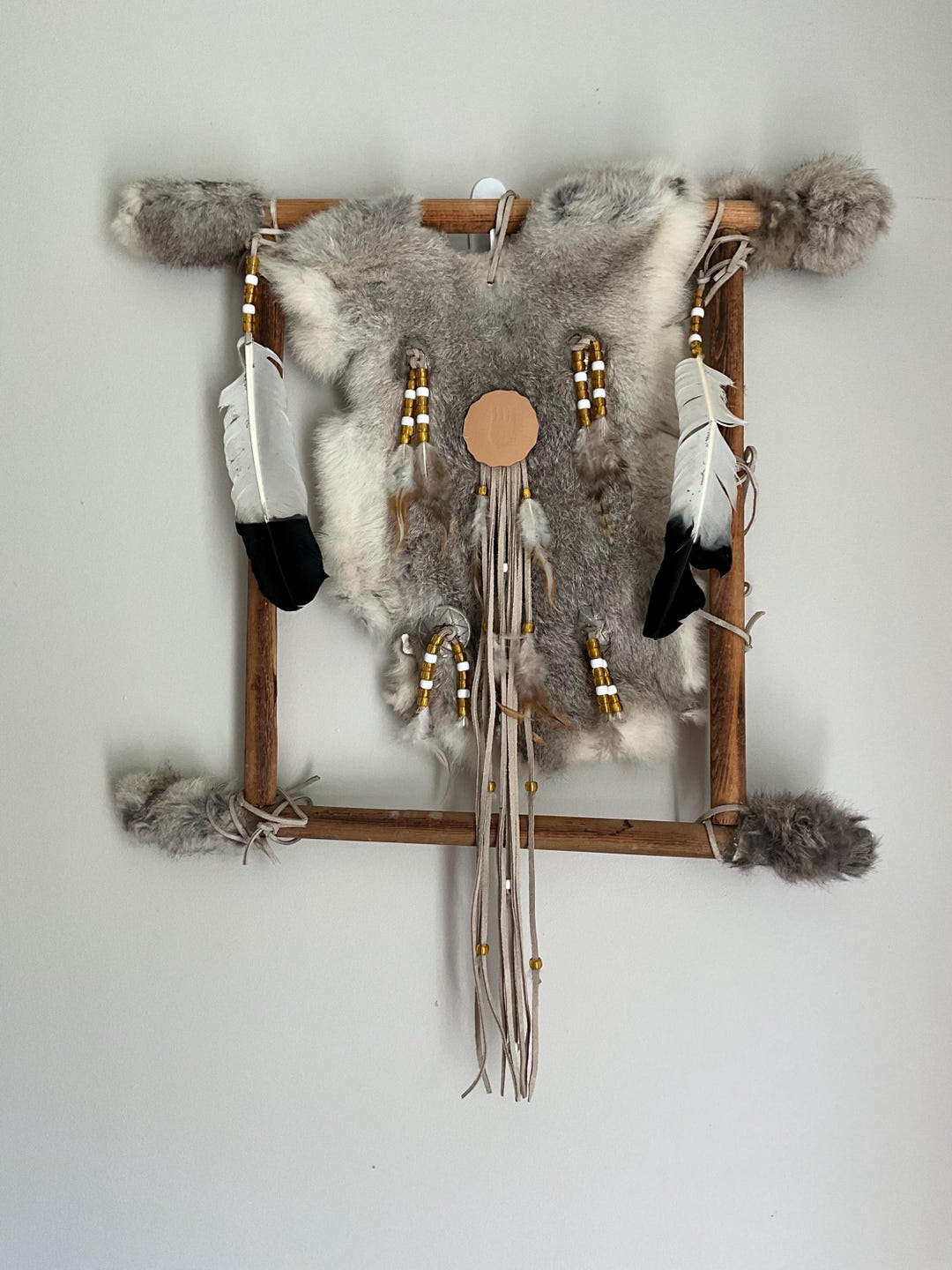Handmade Native American Fur Dream Catcher Square Wall Hanging - Etsy
