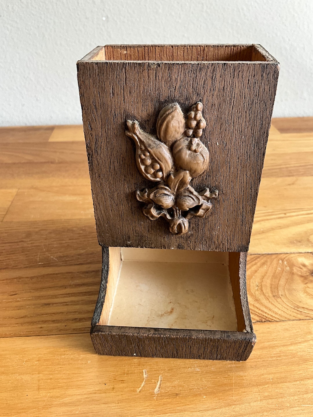 Vintage Wooden Match Holder - Hangs on Wall - Etsy