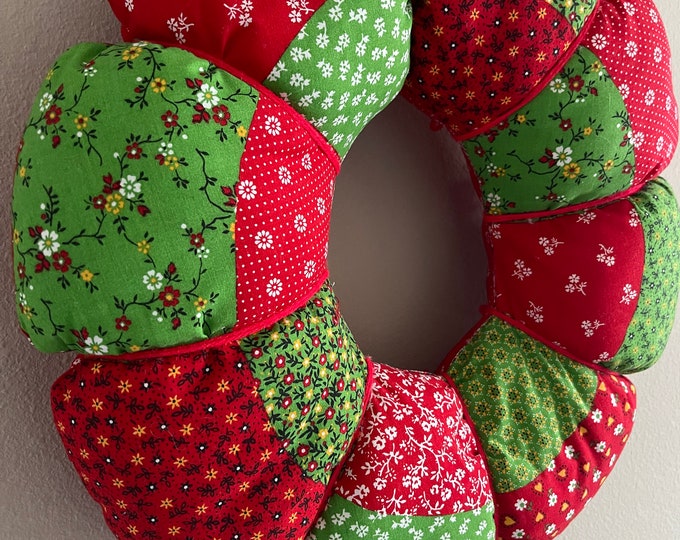 Vintage Handmade Patchwork Christmas Wreath - Etsy