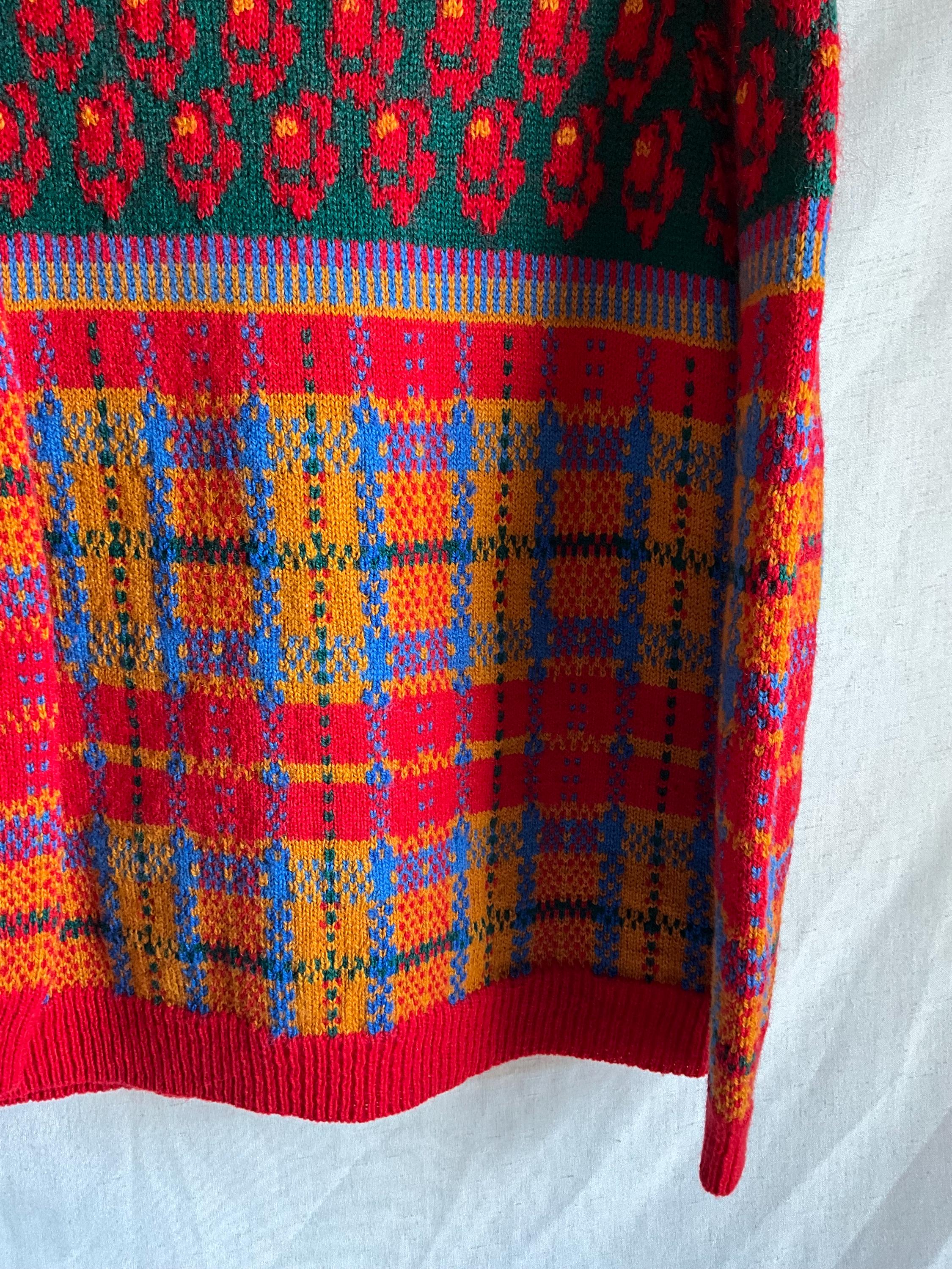 Vintage Colorful Plaid Floral Pattern Pullover Sweater No Size - Etsy