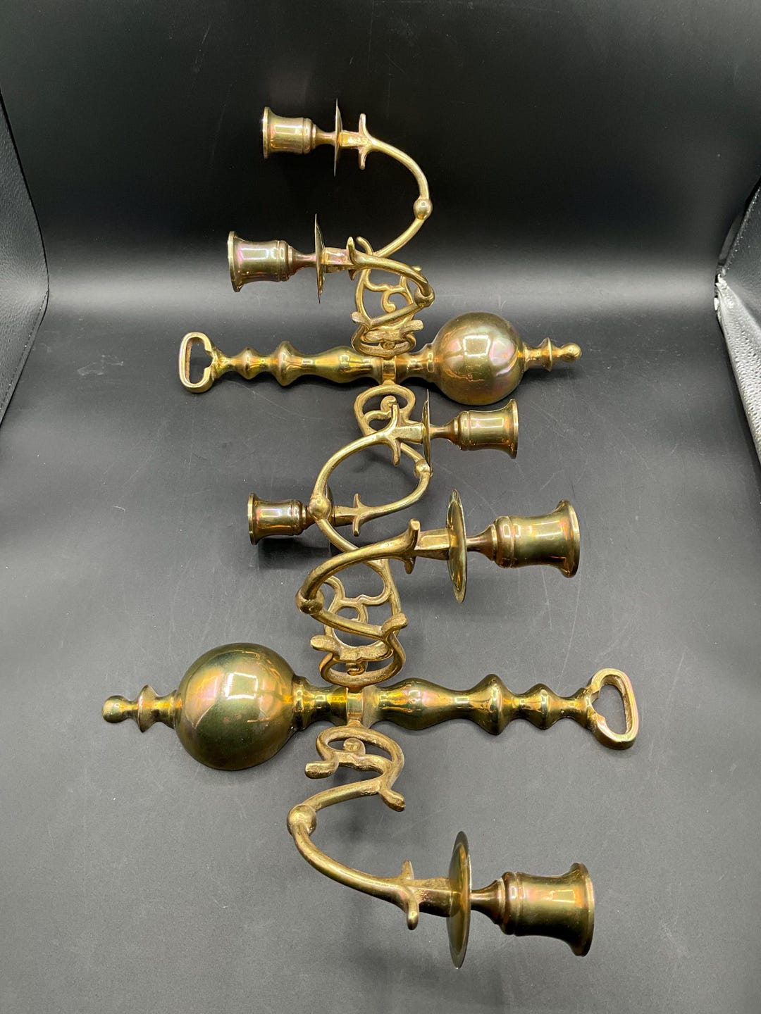 Vintage Mid Century Pair of Solid Brass Wall Candle Sconces - Etsy