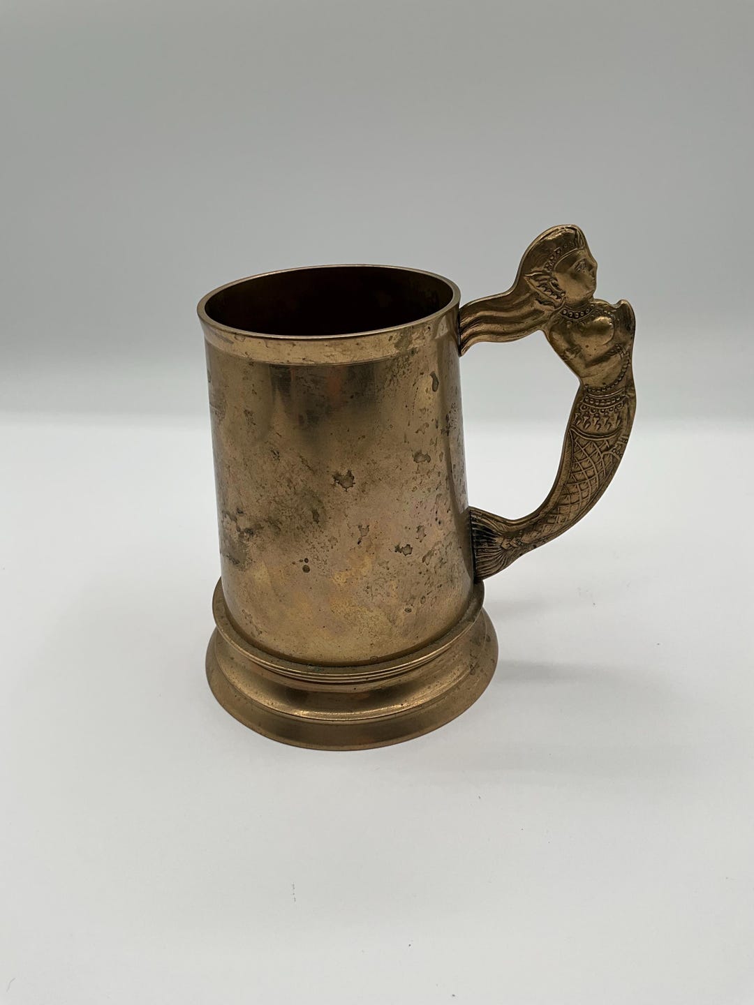 Vintage 1970s Solid Brass Mug With Mermaid Handle PLEASE READ ...