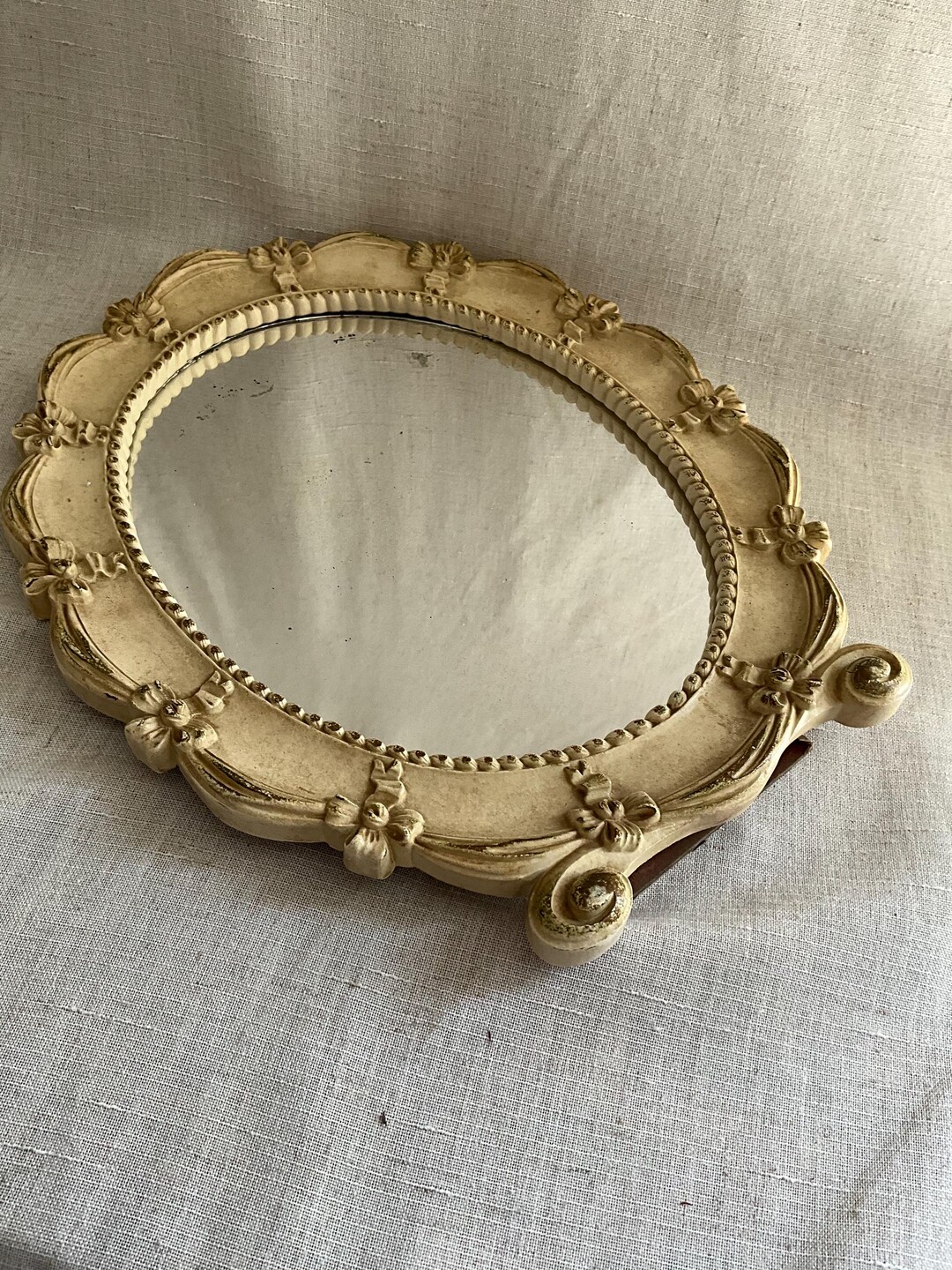 Vintage Beige Syroco Easel Vanity Mirror With Bows - Etsy
