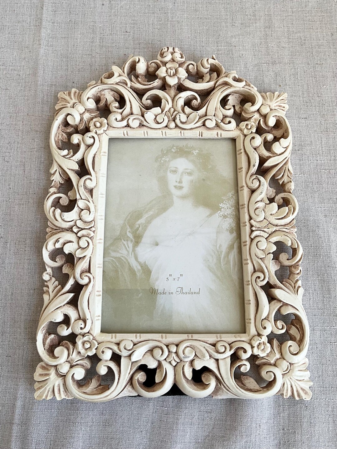 Vintage Easel Back Baroque Resin Ivory Ornate Picture Frame 5X7 - Etsy