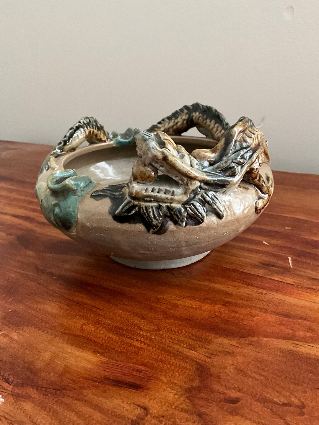 Vintage Asian Dragon 3D Pottery Ashtray - Etsy