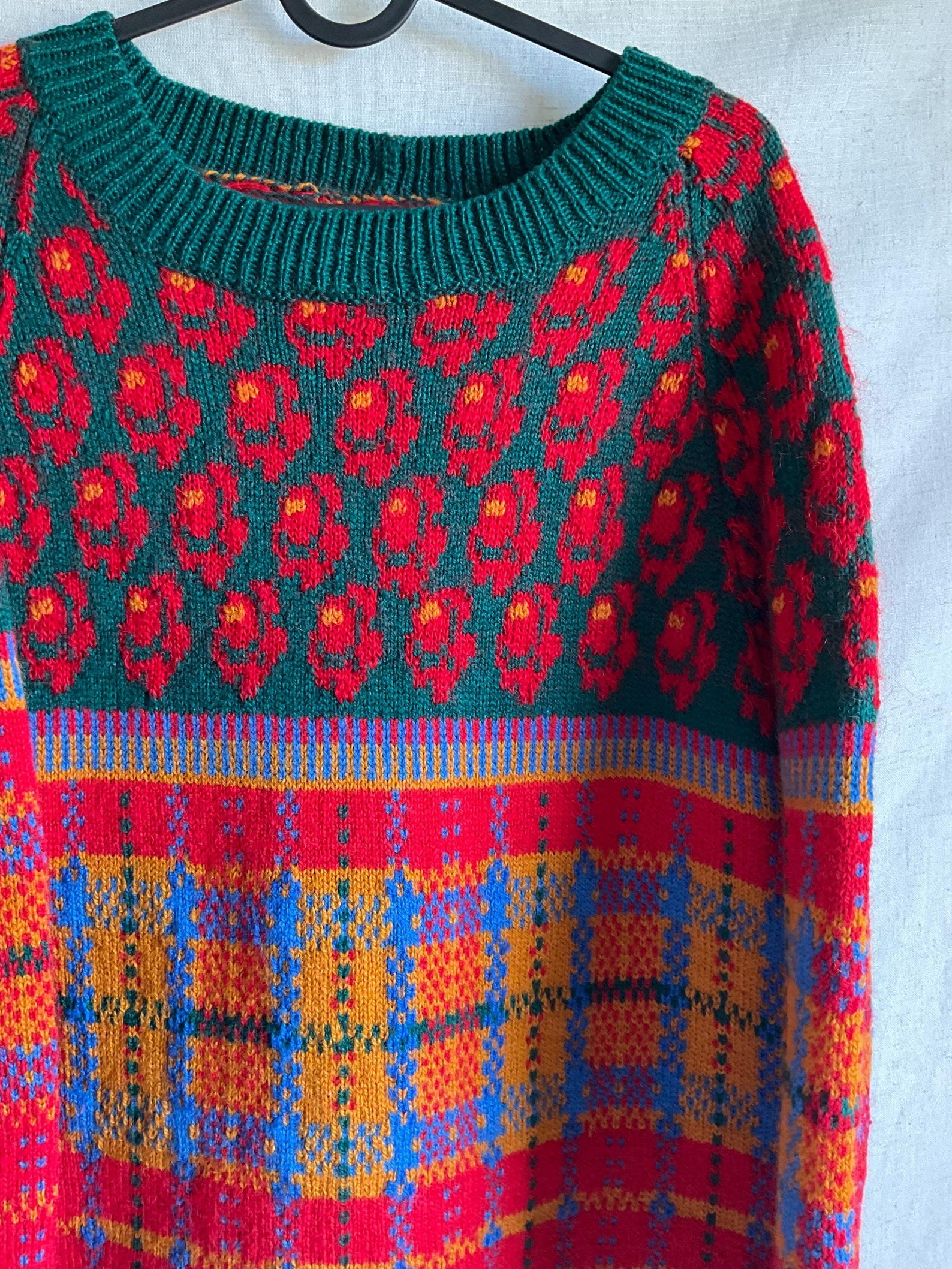 Vintage Colorful Plaid Floral Pattern Pullover Sweater No Size - Etsy