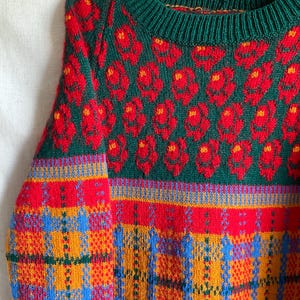 Vintage Colorful Plaid Floral Pattern Pullover Sweater No Size - Etsy