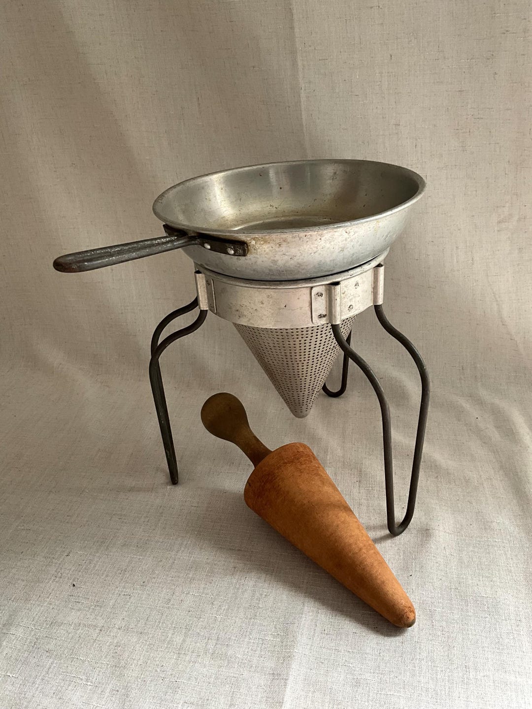 Vintage Aluminum Sieve Strainer Wood Pestle No. 8 Wear Ever | Made in ...