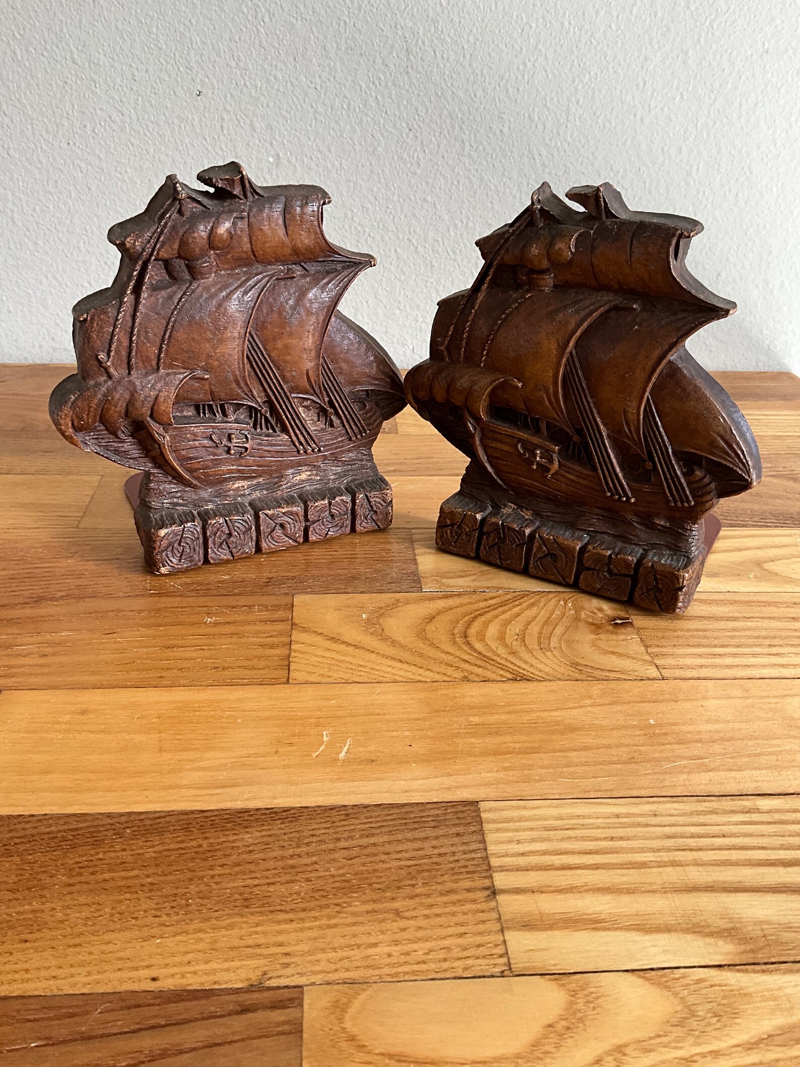Vintage Orna Wood Sail Boat Bookends - Etsy