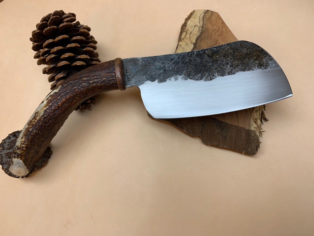 Custom Handmade Cleaver With Antler Handle-sold - Etsy