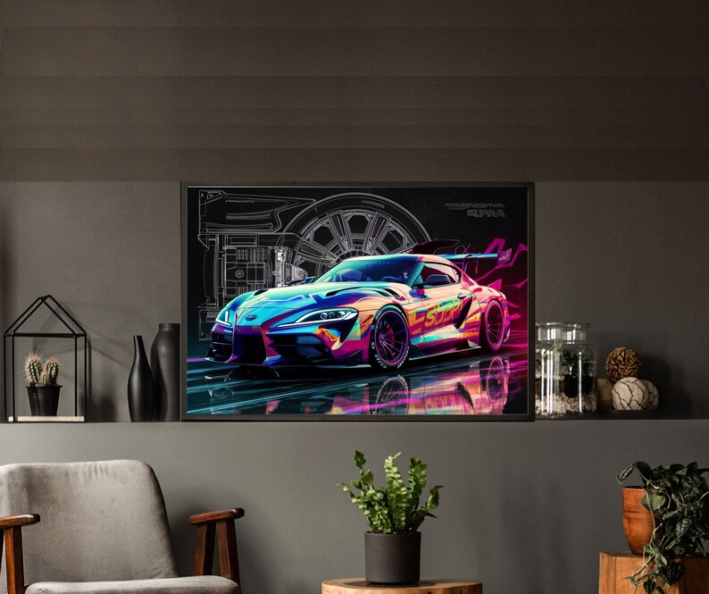 Toyota Supra-wood Printing Wall Art wall Decoration house Warming Gift ...