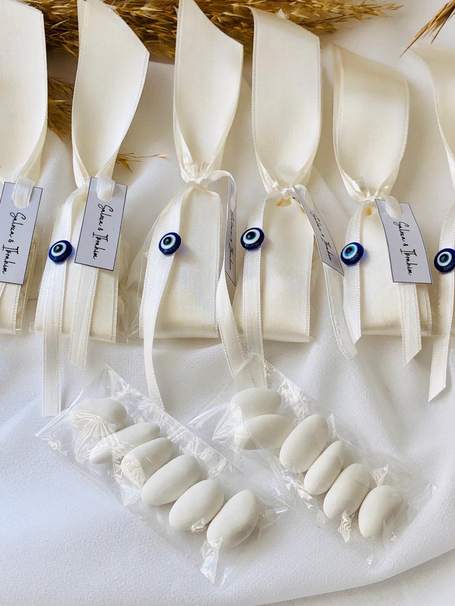 Personalized Almond Candy Wedding Favors, Guest Gift With Satin Ribbon ...