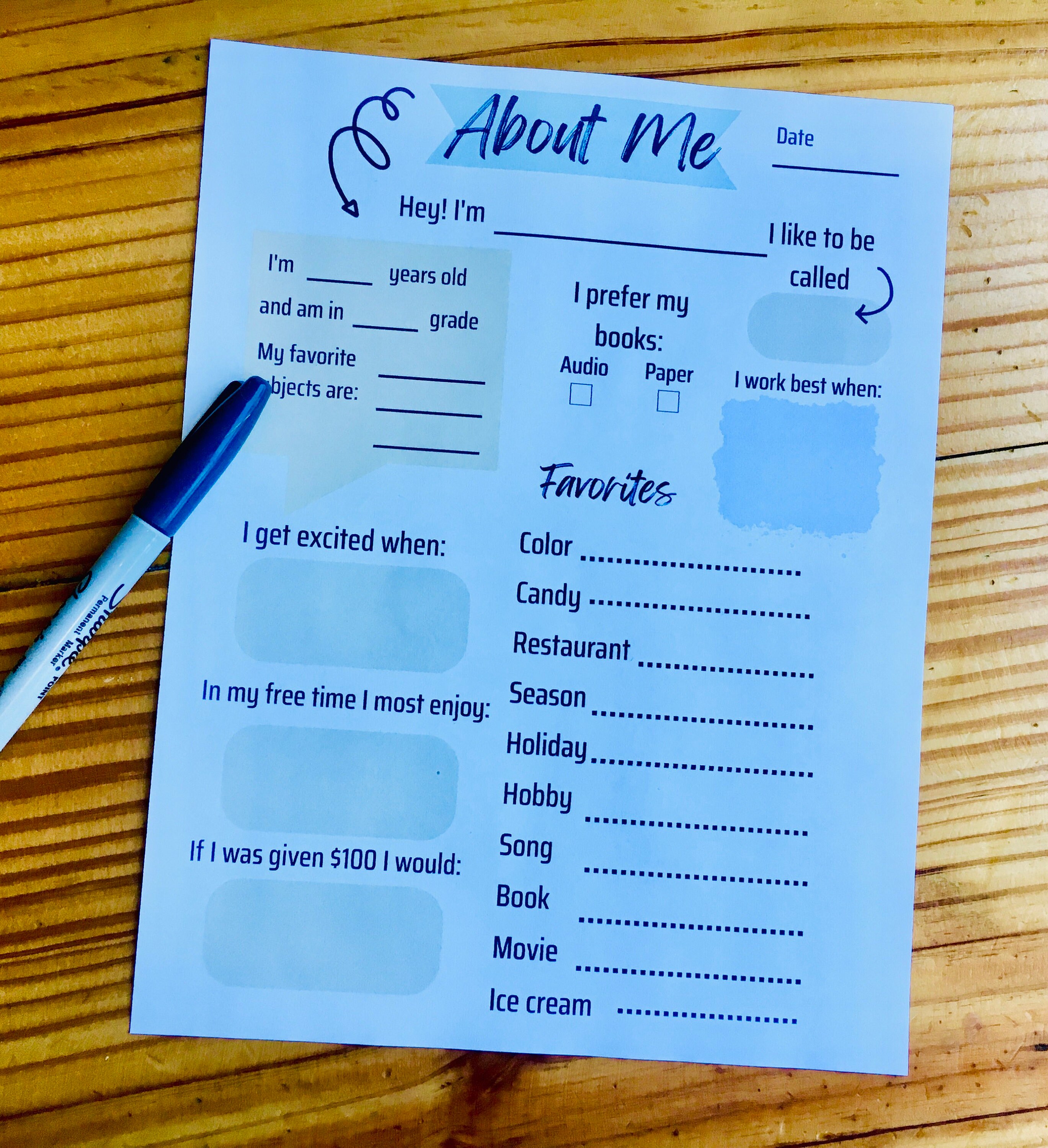 All About Me Printable, Back to School Yearbook Activity Pages, Annual ...