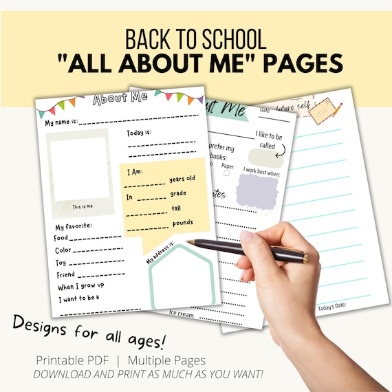 All About Me Printable Back to School Yearbook Activity - Etsy