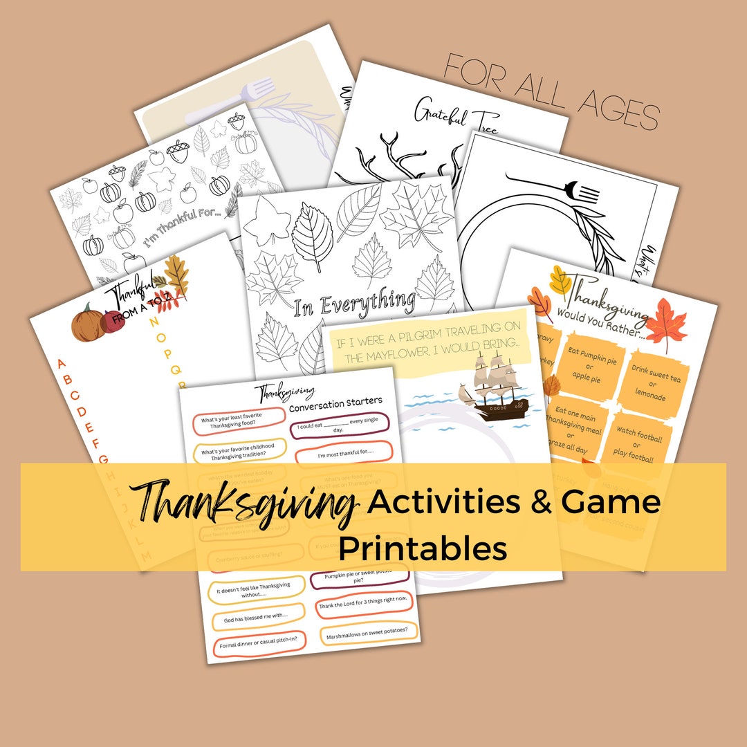 Thanksgiving Activities and Games Printable, All Ages, Group Games ...