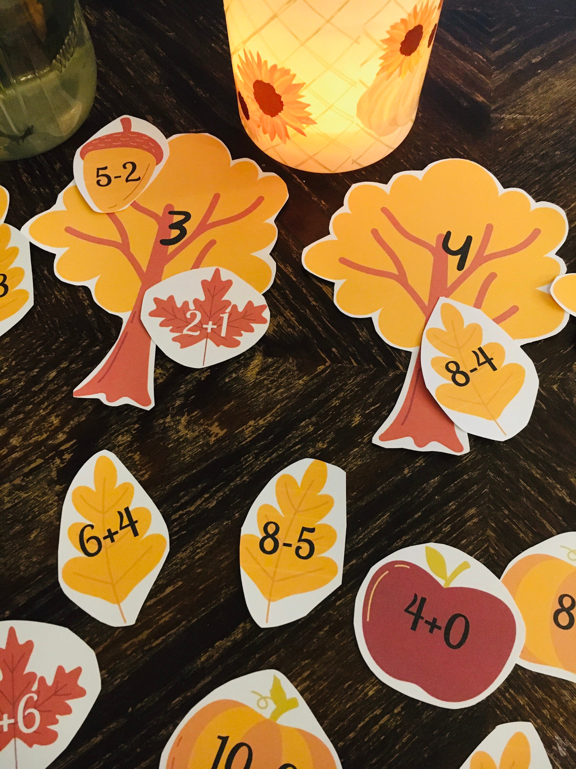 Fall Math Game for Beginning Learners, Addition & Subtraction 0-10 ...