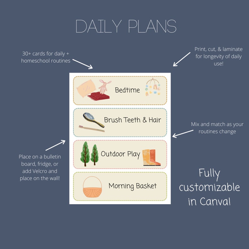 Daily Routine Cards for Children, Canva Template, Customize, Editable ...