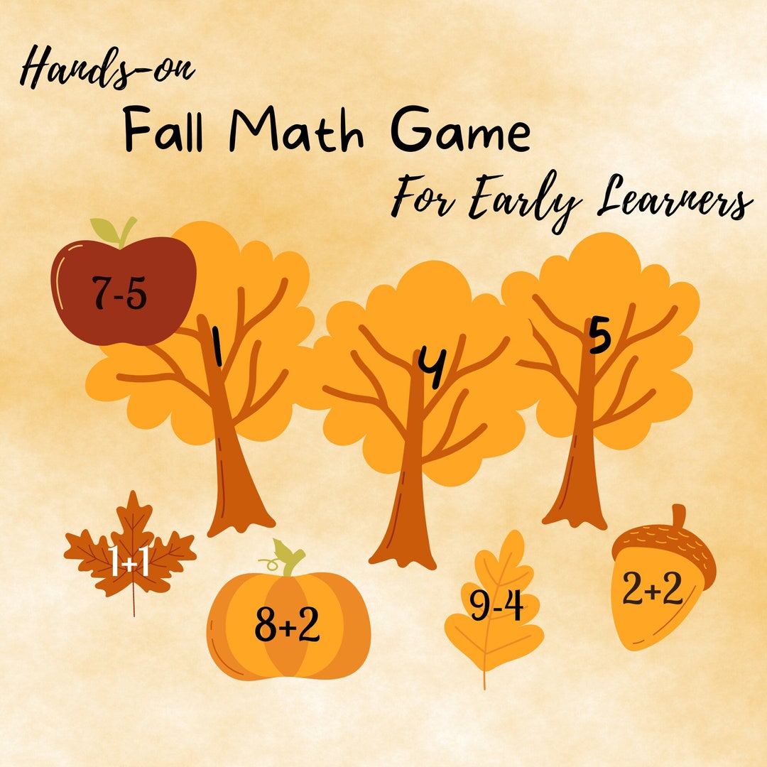 Fall Math Game for Beginning Learners, Addition & Subtraction 0-10 ...
