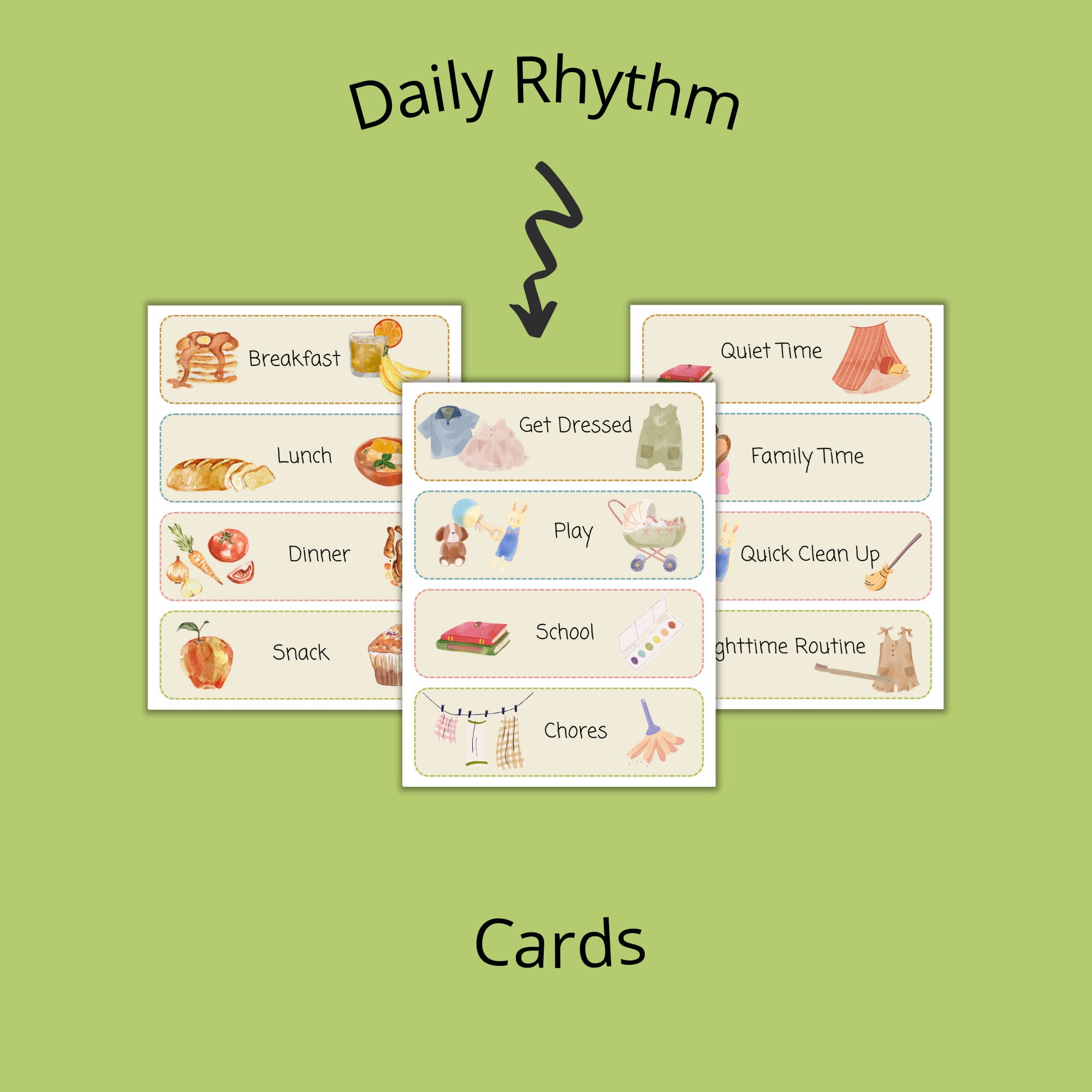 Daily Routine Cards for Children, Home Rhythm, Homeschool Schedule ...