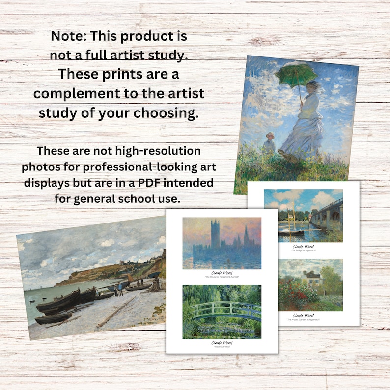 Claude Monet Art Prints for Artist Study, Classical Art for Homeschool ...